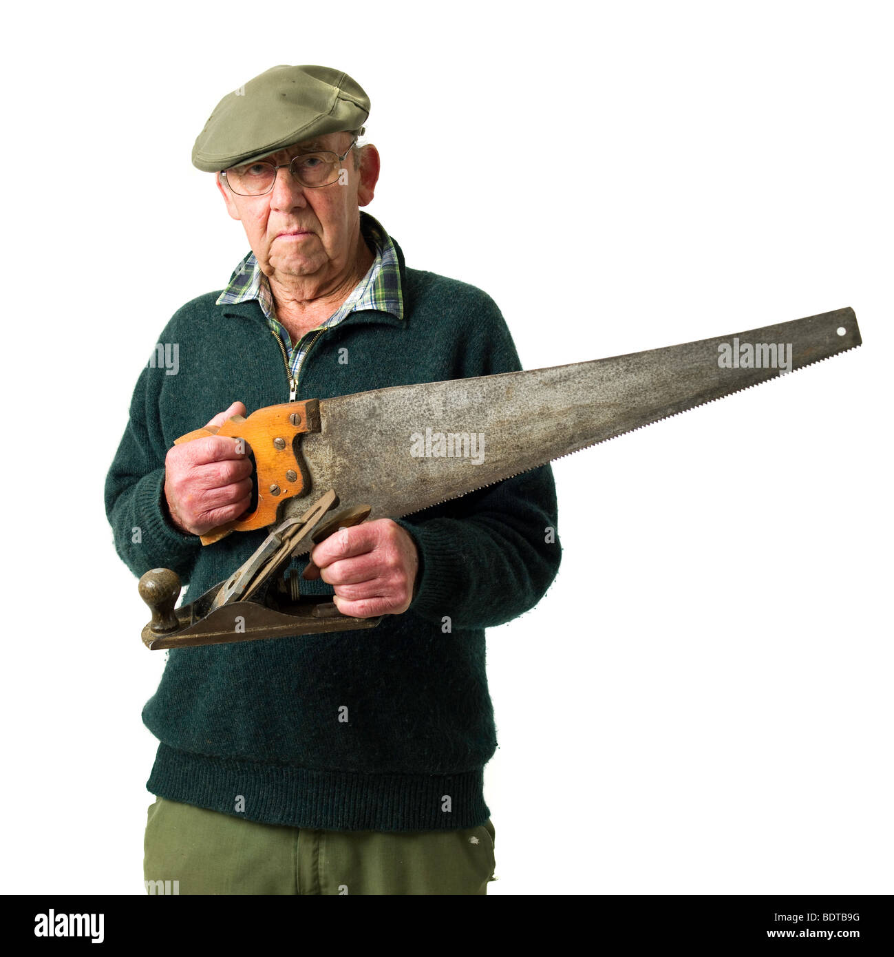 Man standing with gardening tools Stock Photo - Alamy