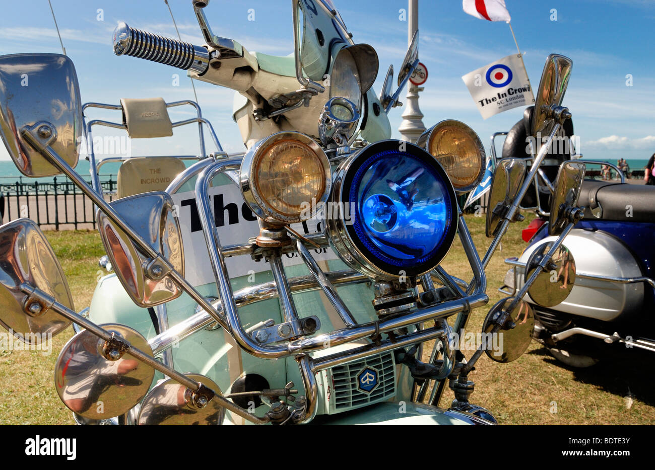 Mods moped parked on seafront Stock Photo - Alamy