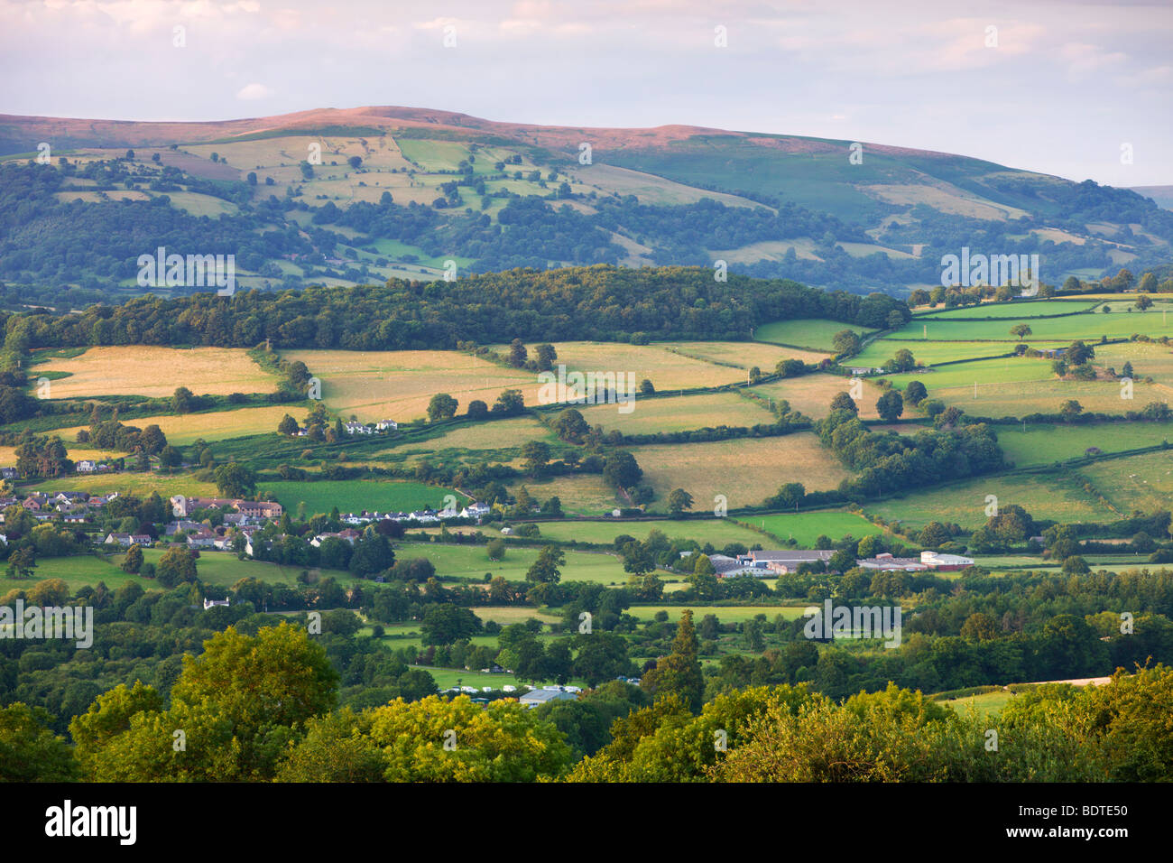 Rolling farmland on the outskirts of Crickhowell / Crug Hywel in the ...