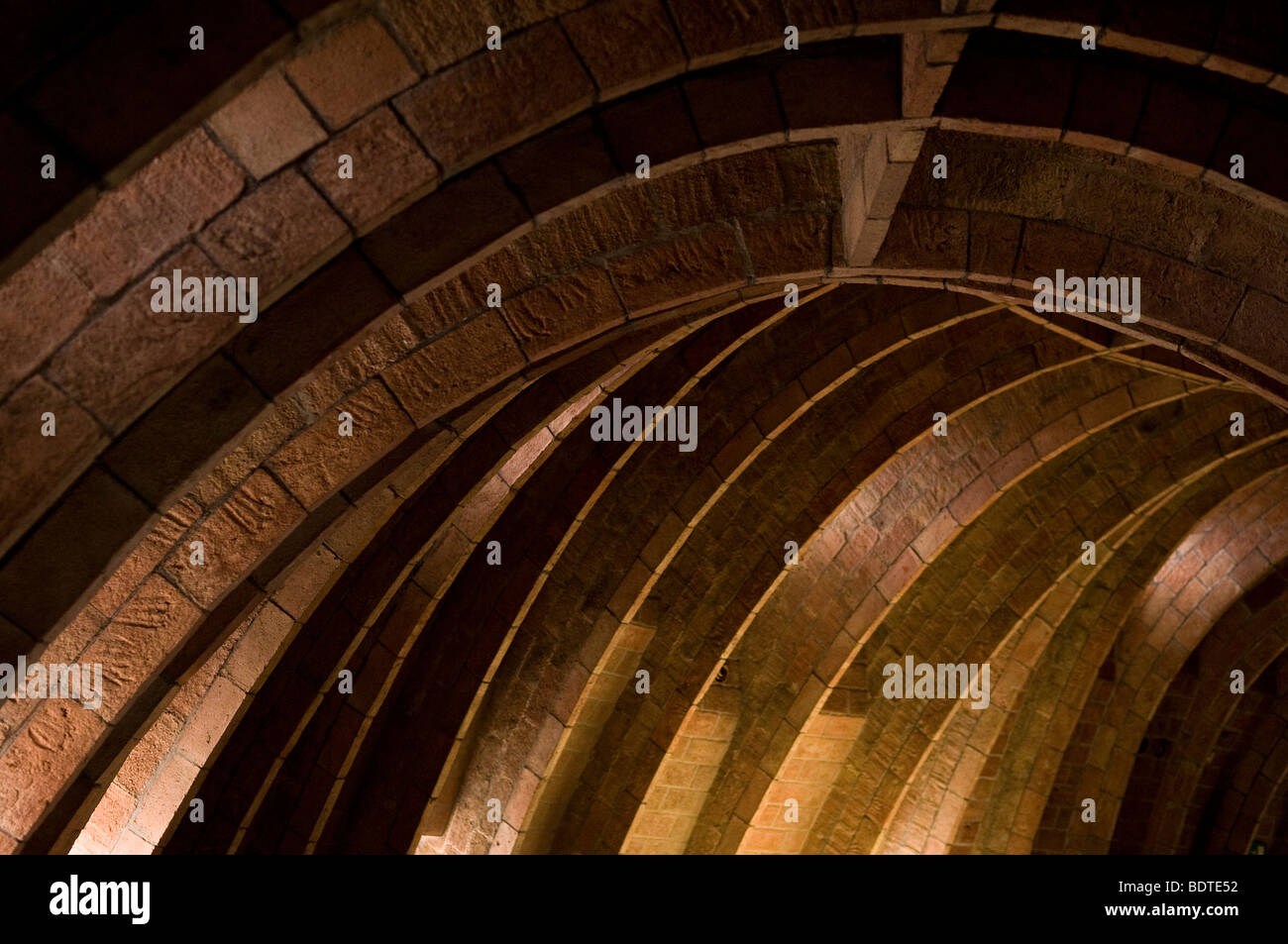 Catenary arches inside La Pedrera also known as Casa Mila in Barcelona ...