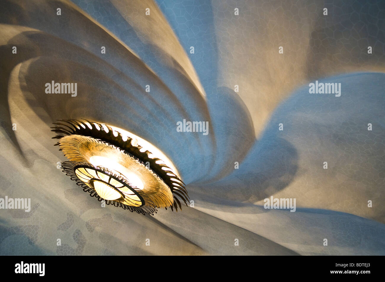 The ceiling in Casa Batllo, designed by Antoni Gaudi, in Barcelona ...