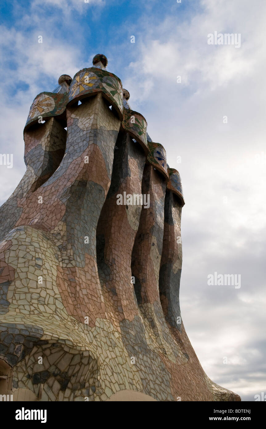 The roof of Casa Batllo, designed by Antoni Gaudi, in Barcelona, Spain ...