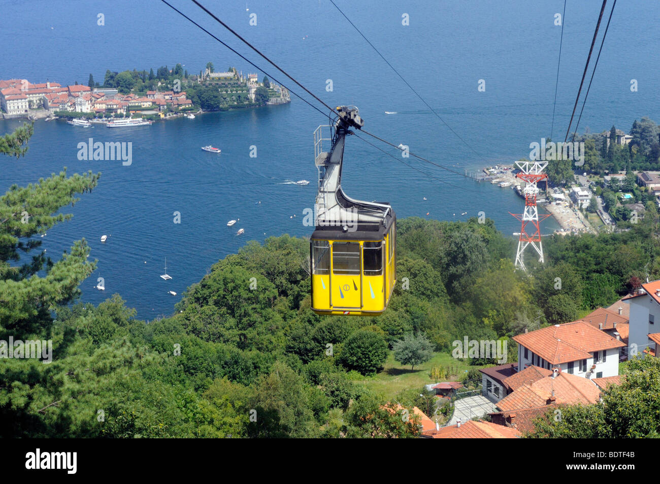 Looking down on Lake Maggiore from the top of Monte Mottarone in Italy ...