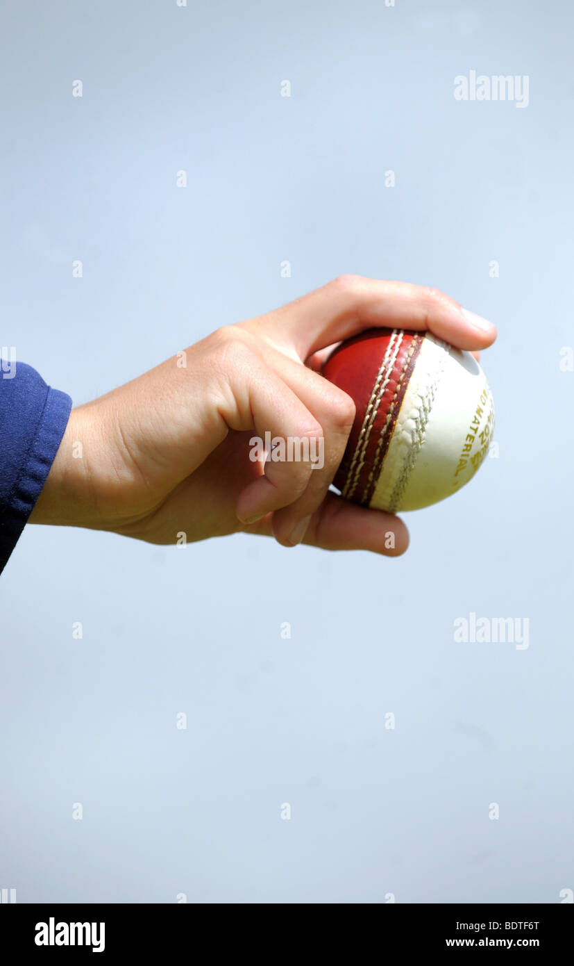 DEMONSTRATION OF SPIN GRIP IN CRICKET Stock Photo - Alamy