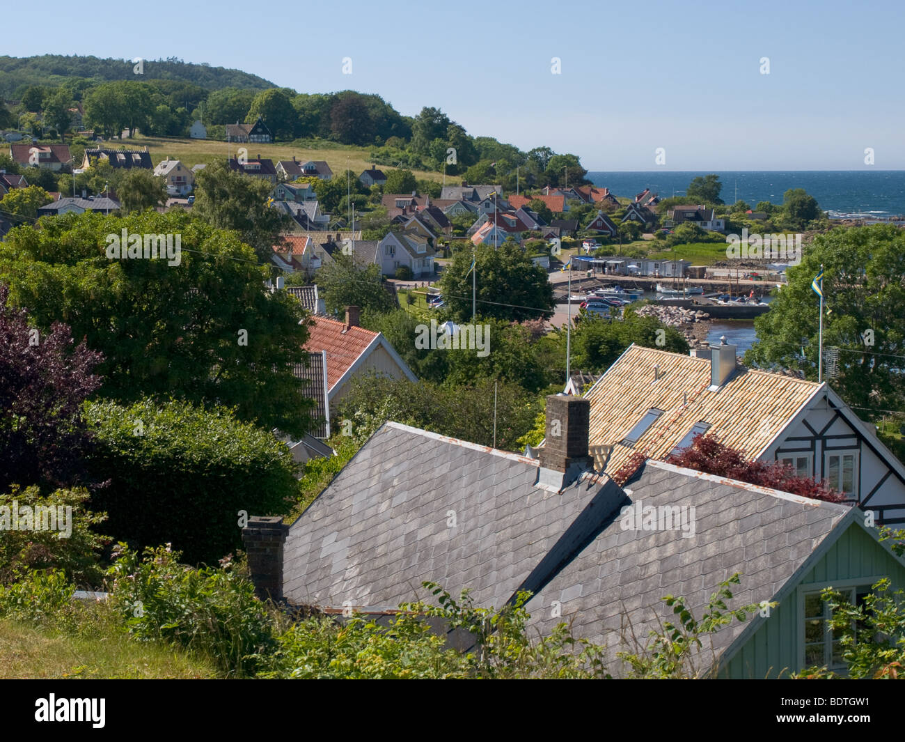 Rooftops in the small resort town of Arild, Sweden Stock Photo - Alamy