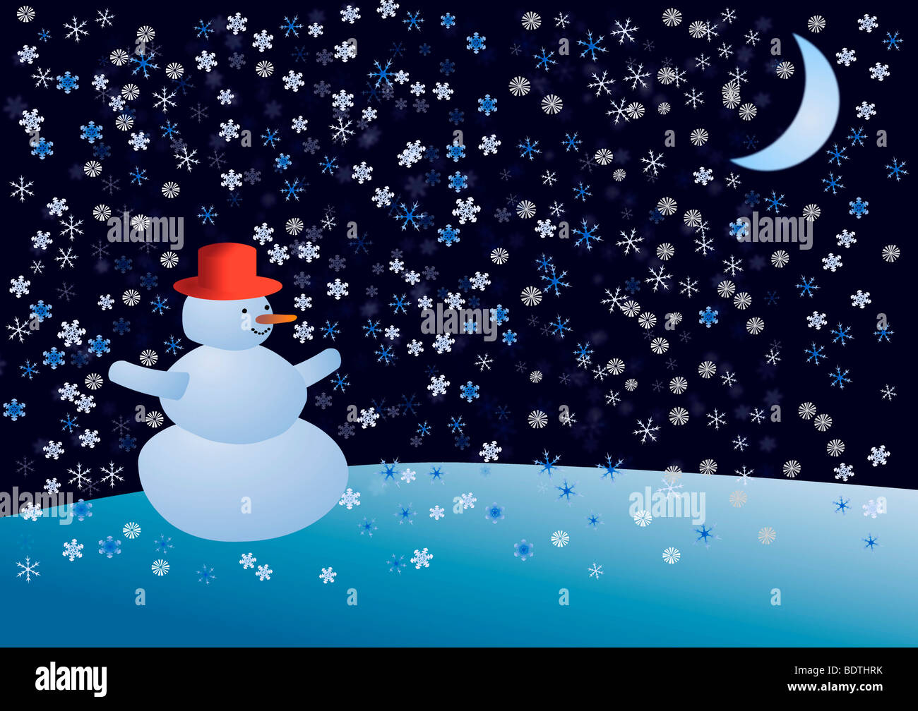 snowman and heavy fall of snow Stock Photo - Alamy