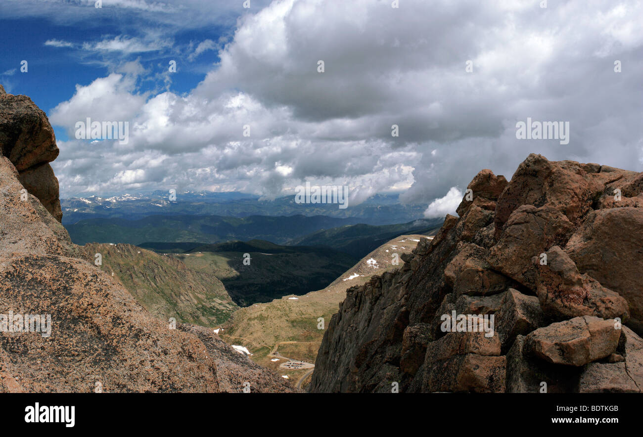View from peak of Mount Evans, Mount Evans Wilderness Area Stock Photo ...
