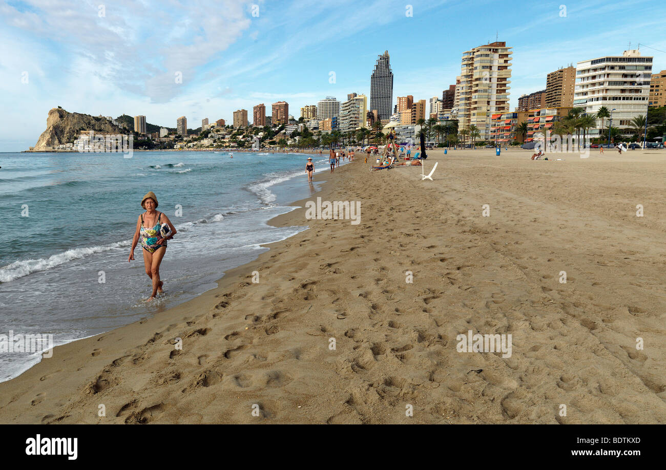 Holidaymakers/Tourists pictured at the beach of Benidorm, Costa Blanca ...