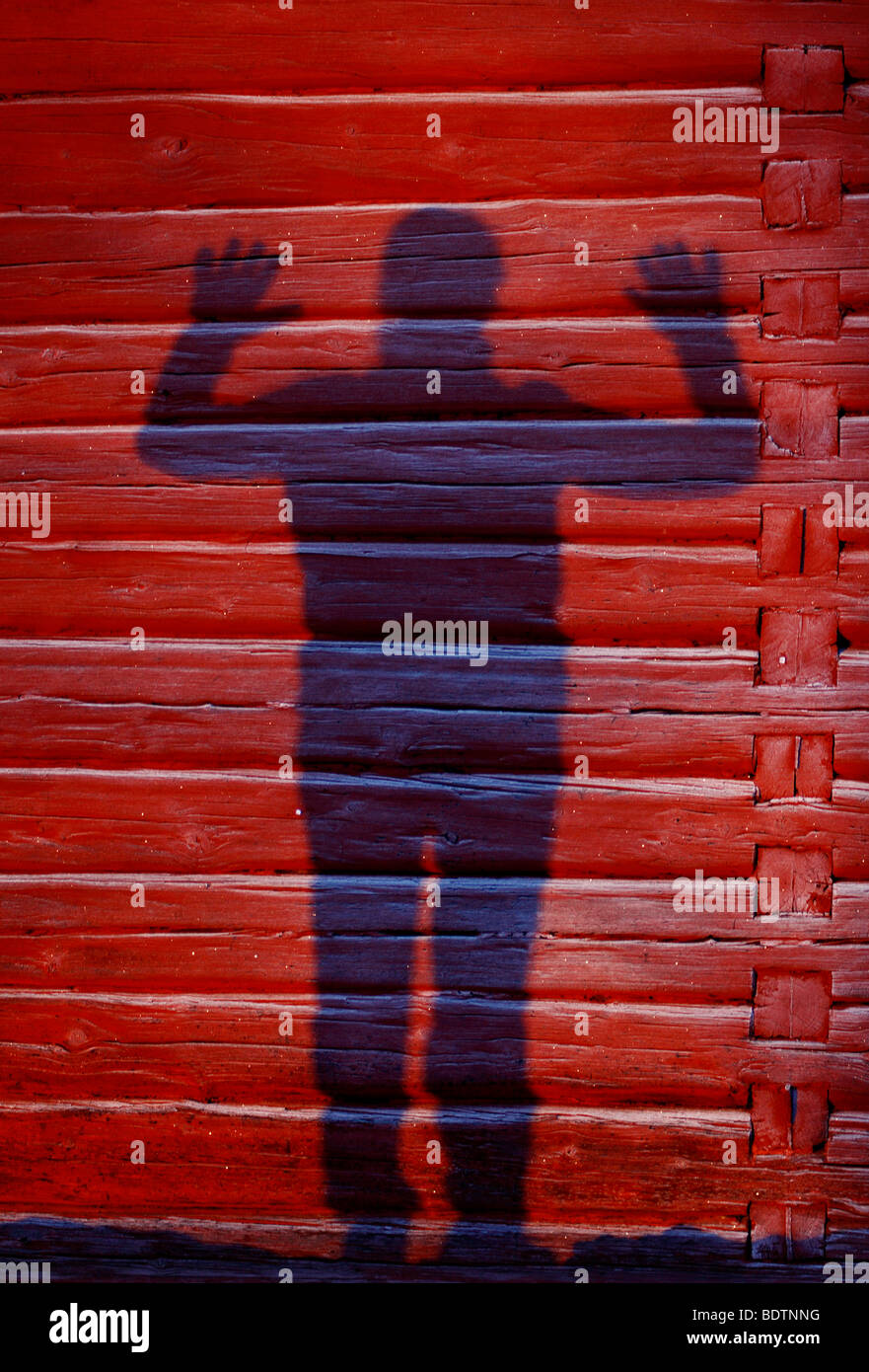 A shadowy figure on a timber wall Sweden Stock Photo - Alamy