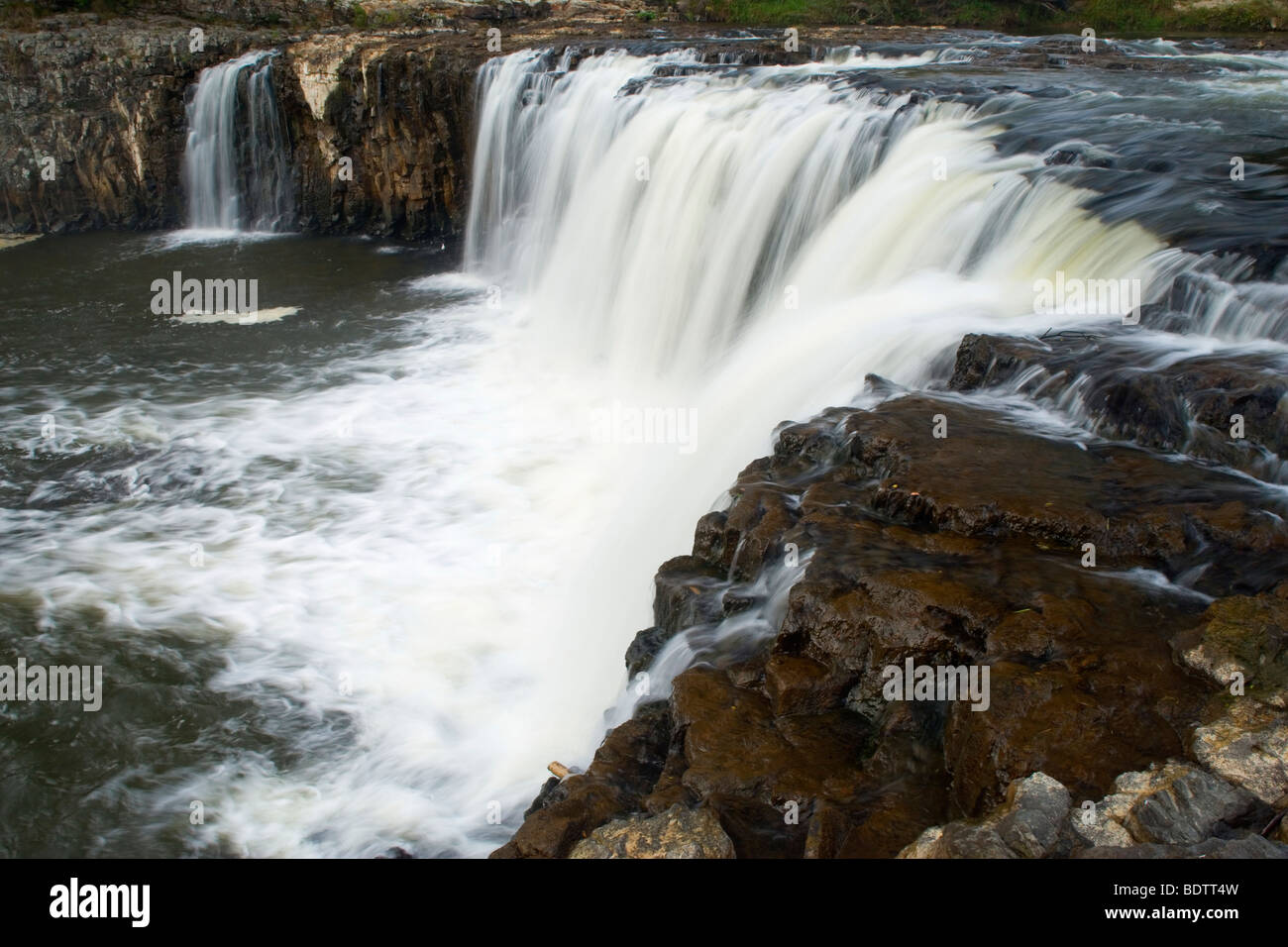 Haruru Falls, water falls in a horseshoe shape down a ledge, Bay of Islands, Northland, North ...