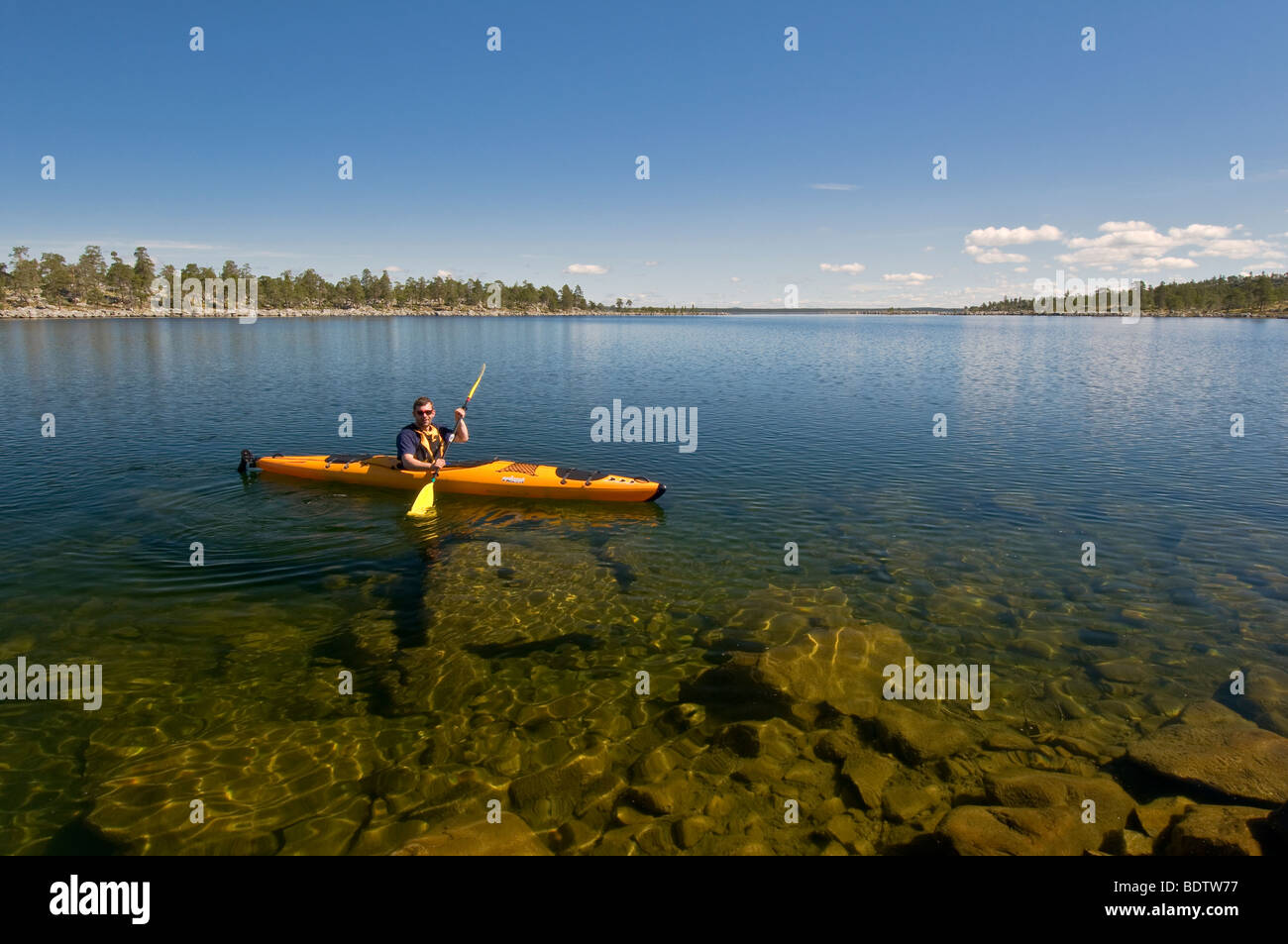 kayak touring on the lake rogen in nature reserve, sweden Stock Photo ...