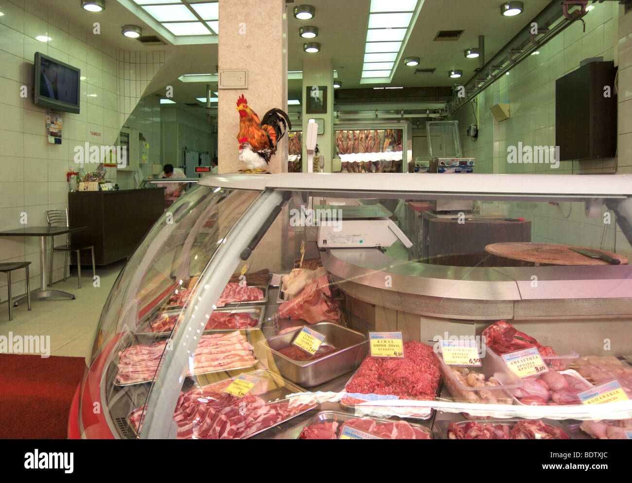 Butcher shop interior in Rethymno, Crete, Greece Stock Photo - Alamy