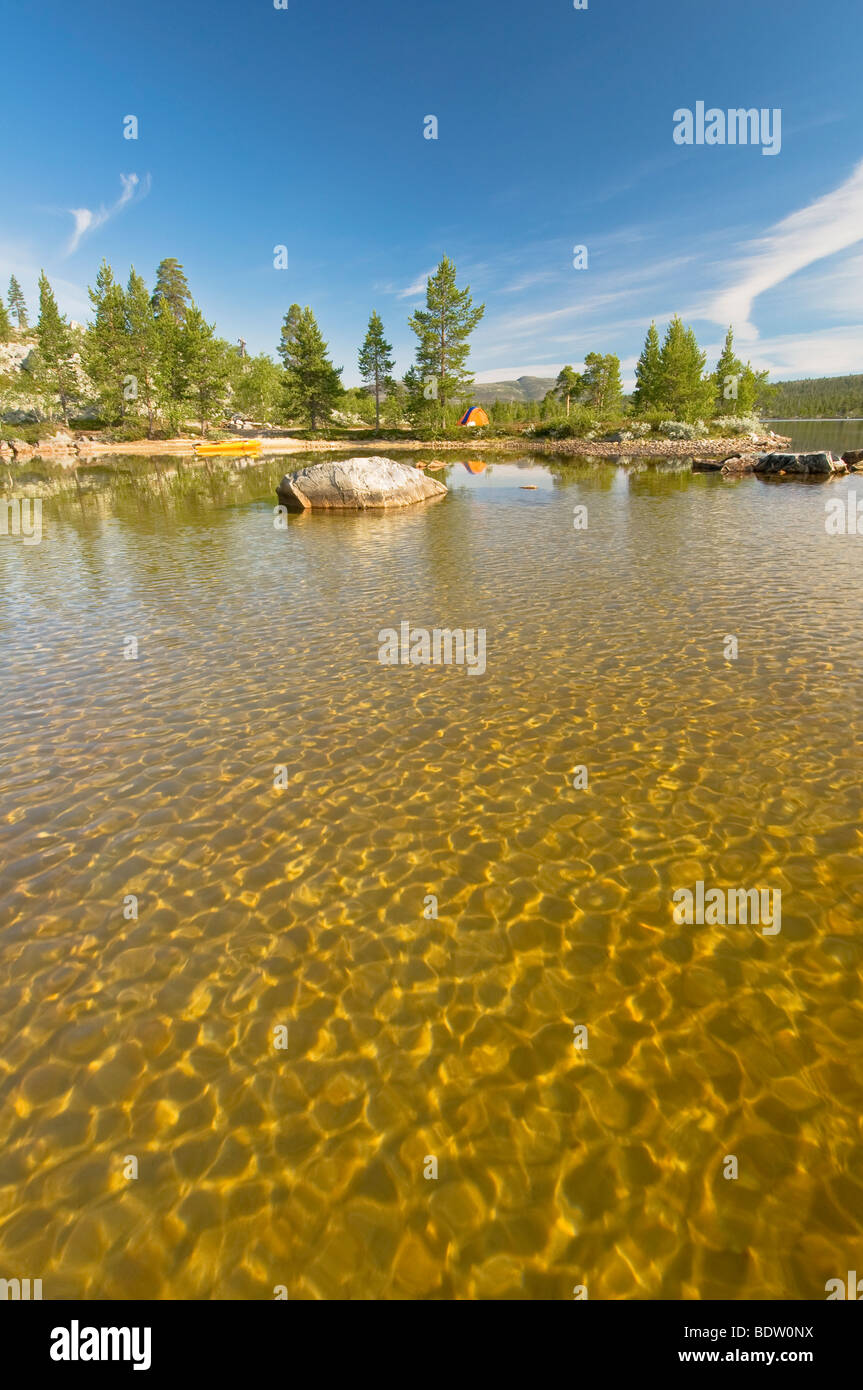 kayak touring at lake in nature reserve rogen, sweden Stock Photo - Alamy