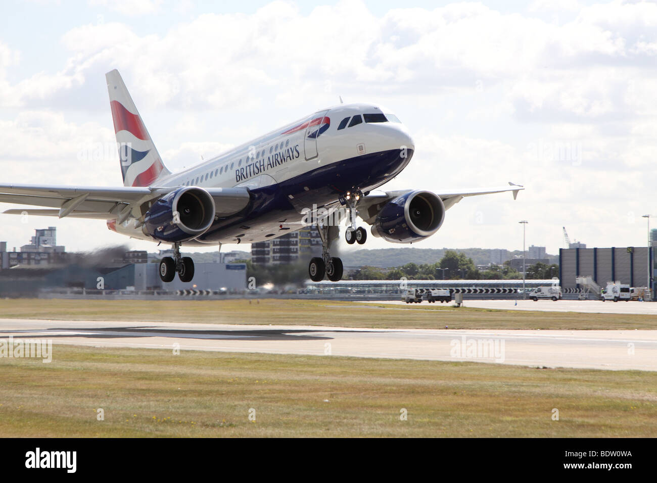 British Airways Airbus A318 Takeoff London City Airport Stock Photo - Alamy