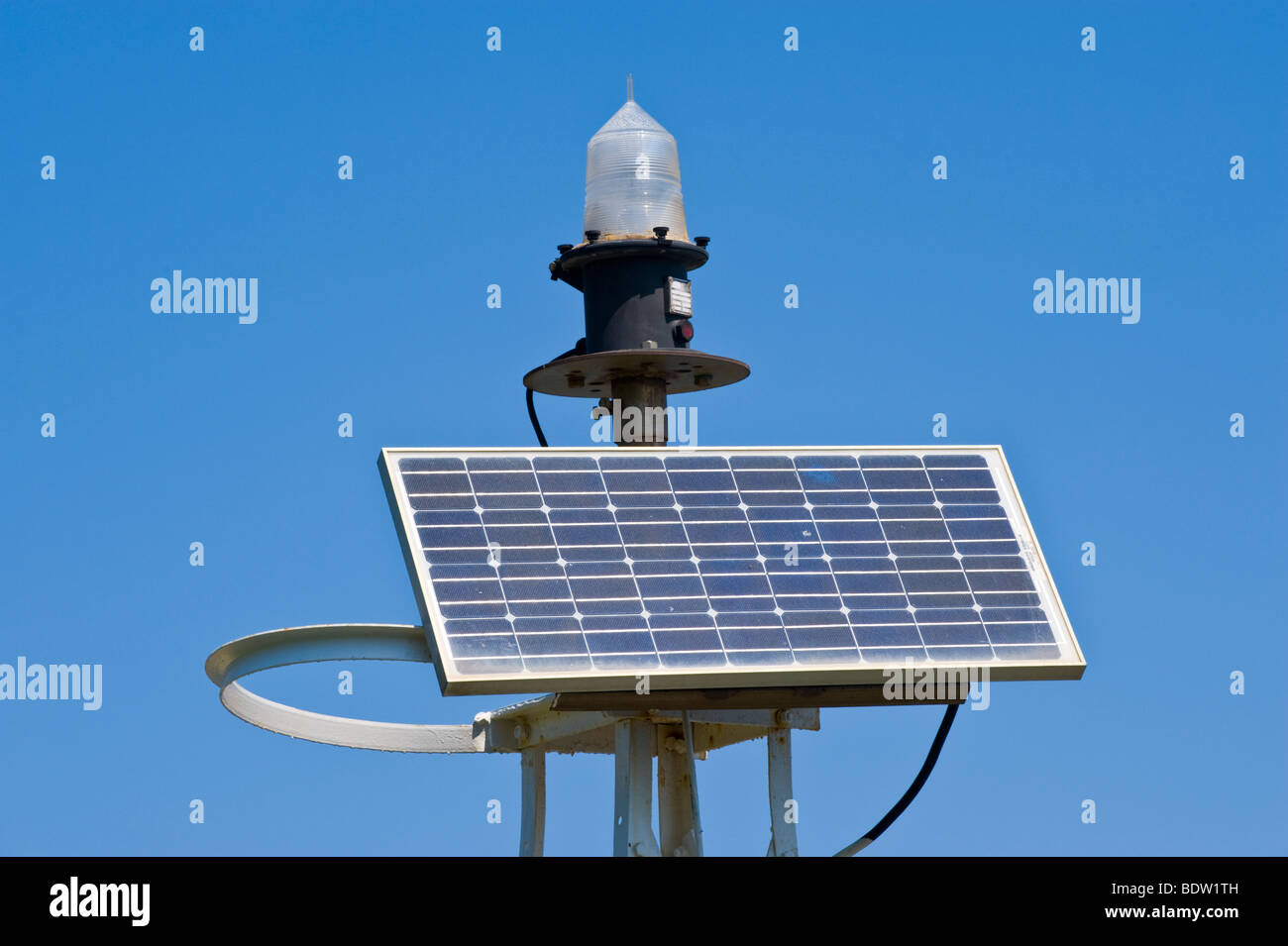 Solar powered navigation light at Poros on the Greek Mediterranean ...