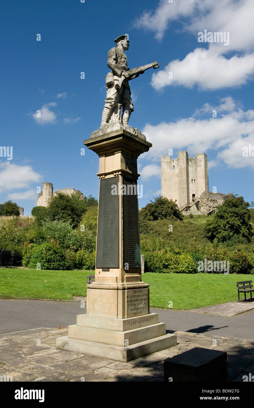 The war memorial and remains of Conisbrough Castle, one of England's ...