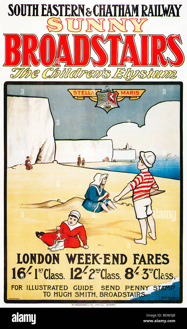 Broadstairs, 1909 poster by the South Eastern and Chatham Railway for ...