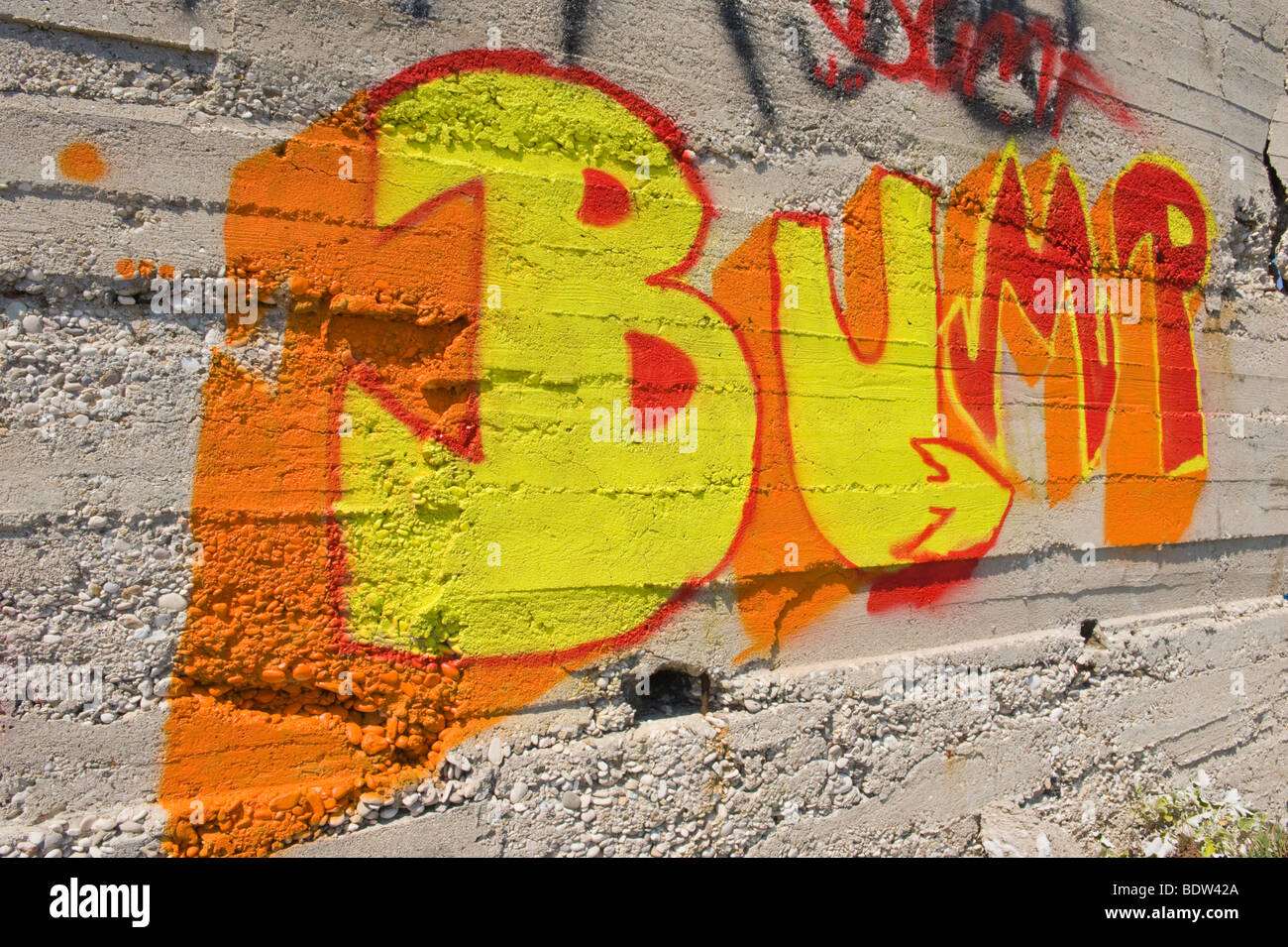 Graffiti on WWII concrete bunker at Poros on the Greek Mediterranean ...