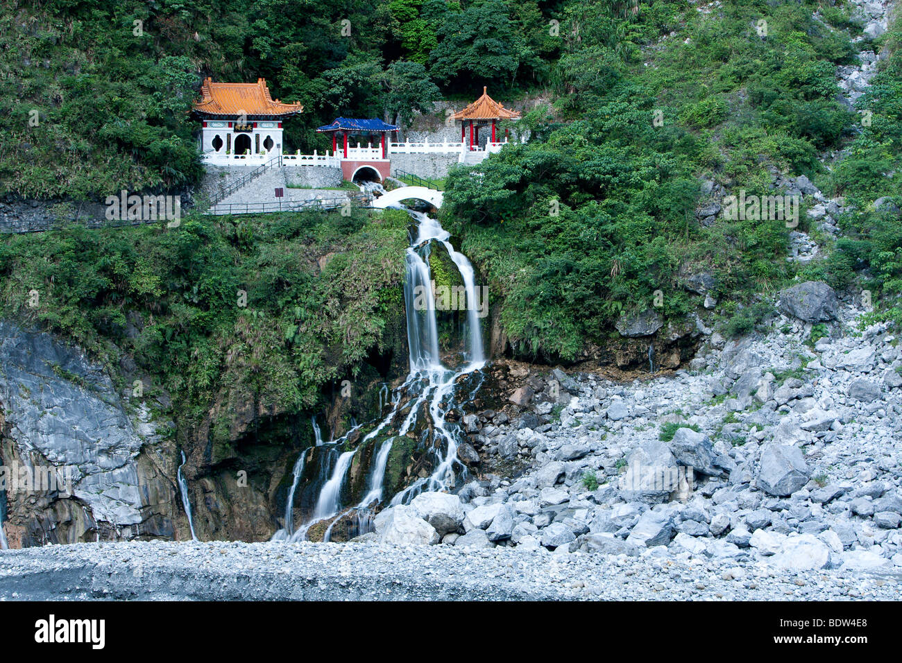 Changchun (Eternal Spring) Shrine, cliffside waterfall and cascades ...