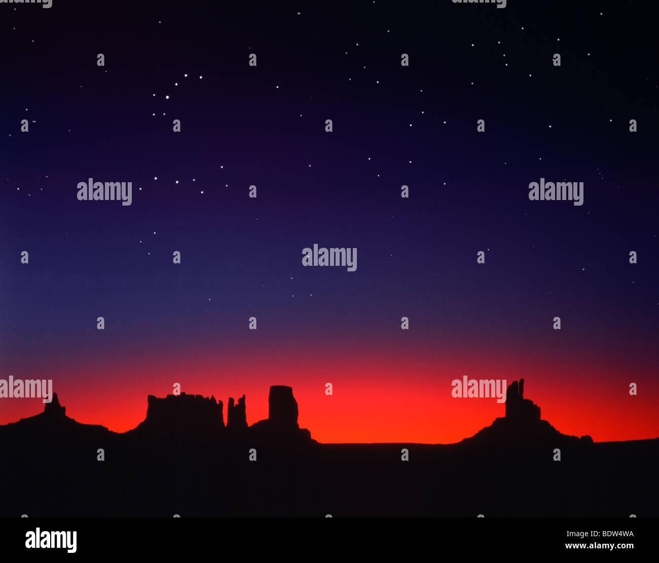 Stars over Monument Valley in the old west, Arizona, USA Stock Photo ...