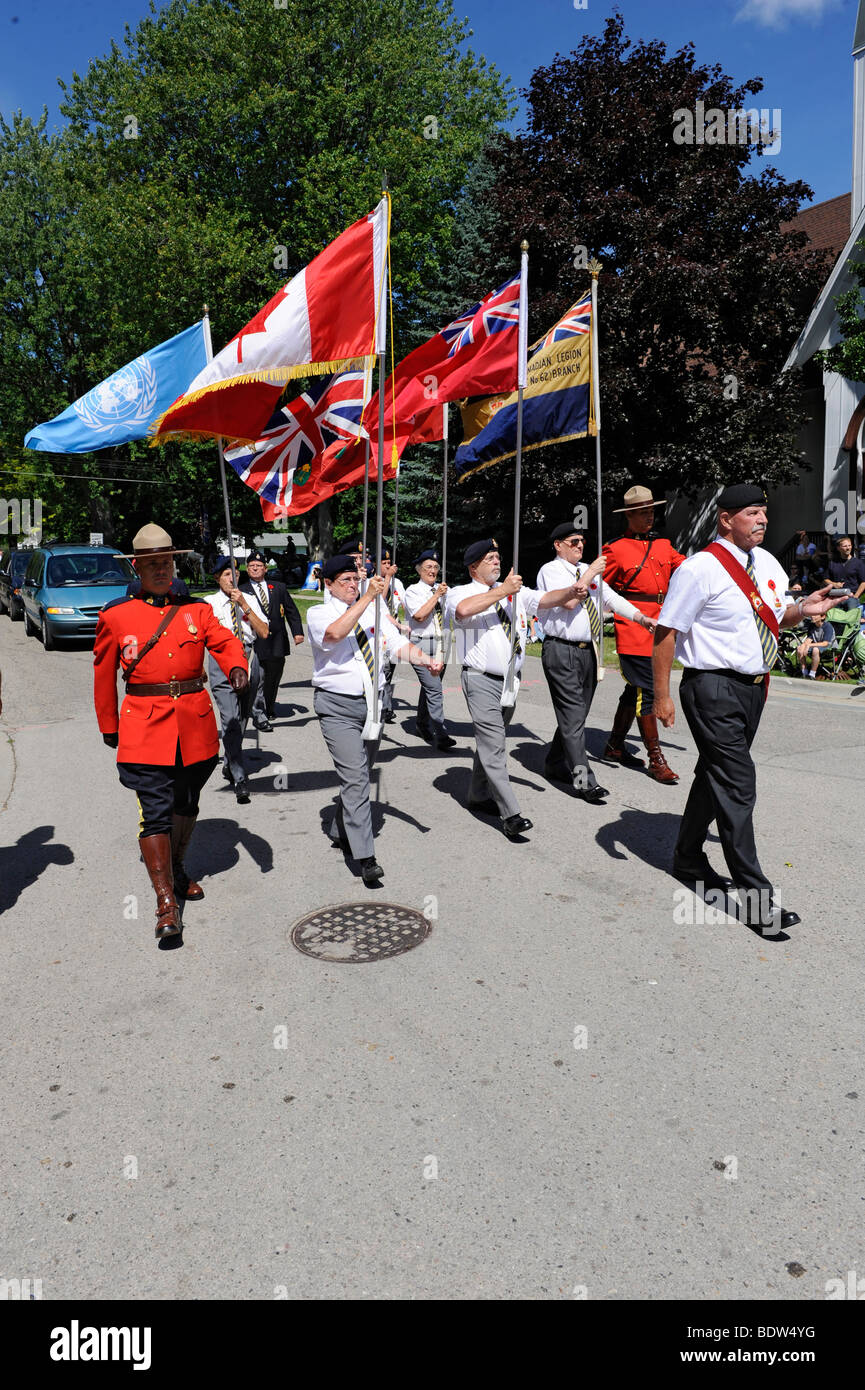 Canadian Mounties in Uniform with Color Guard in Patriotic Parade Stock ...