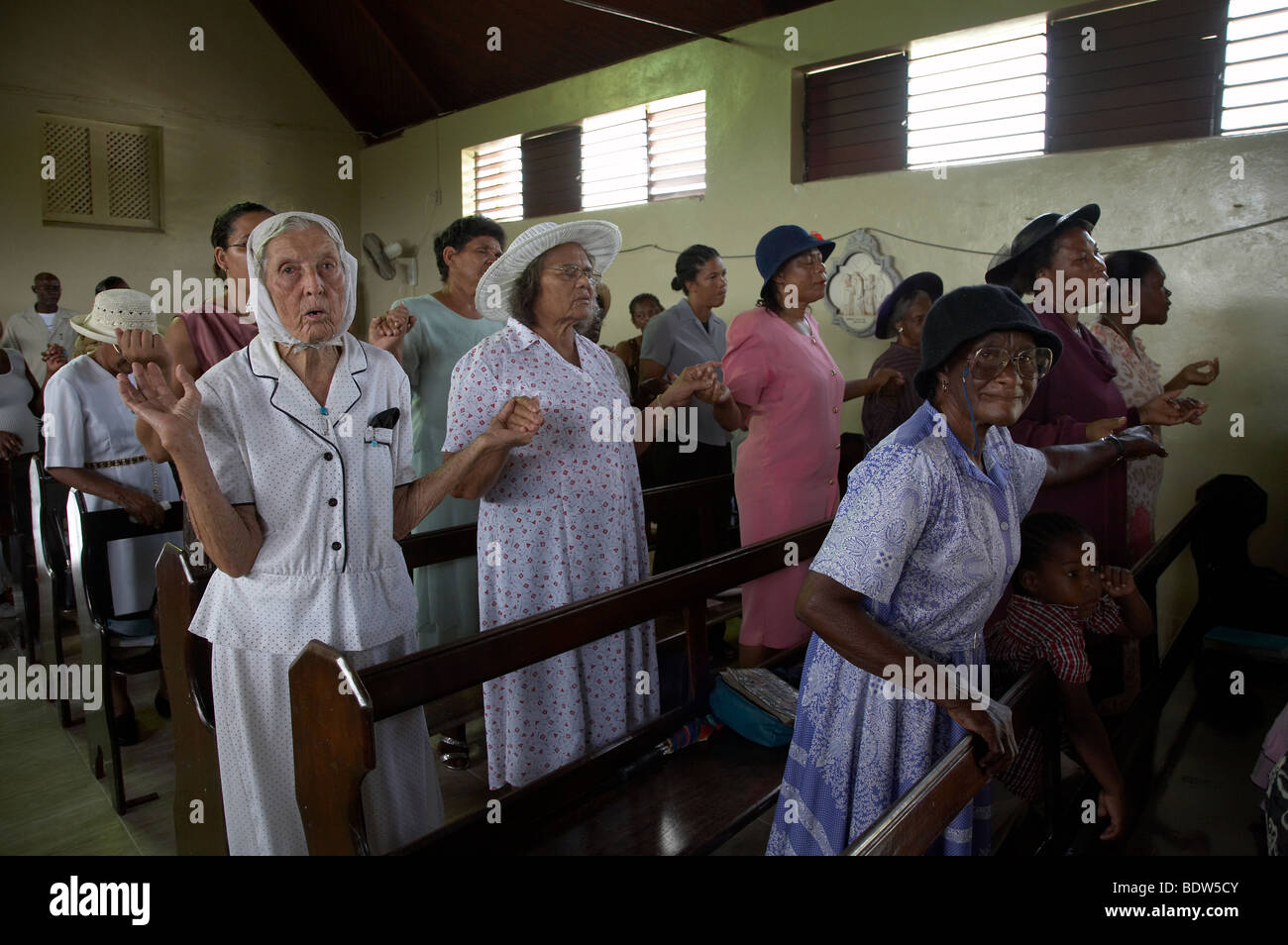 JAMAICA Congregation during Sunday mass in the Catholic church at ...