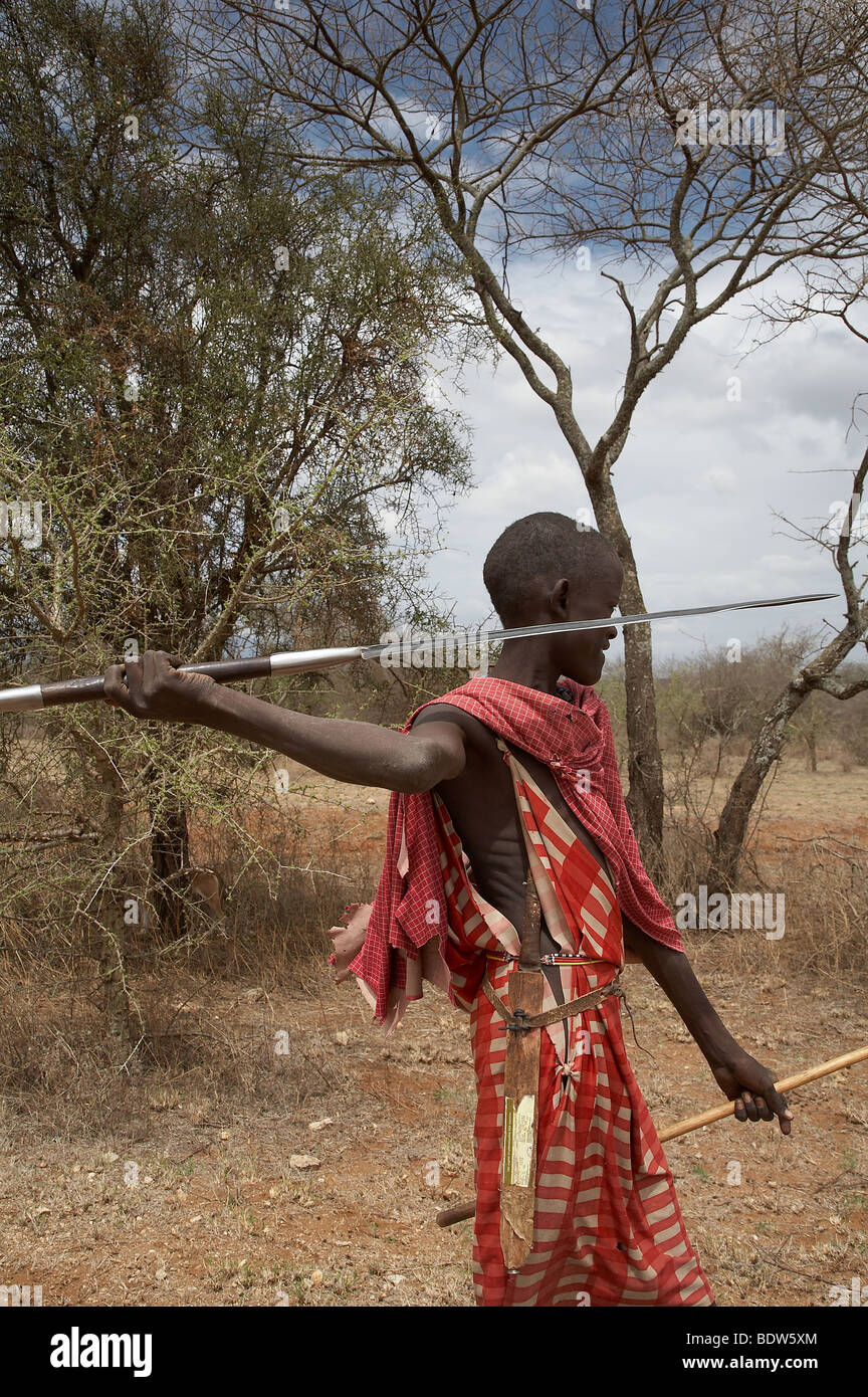 KENYA Young Masai boy armed with spear and sord. Amboseli. Photo by ...