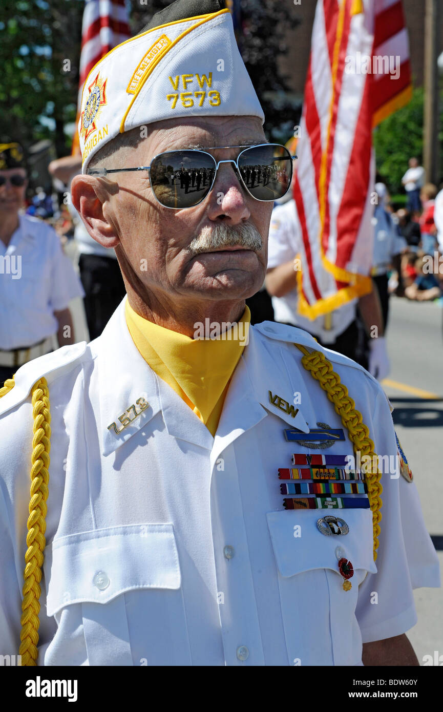Uniformed Veterans Marching in Parade Honor Guard with Flags Stock ...