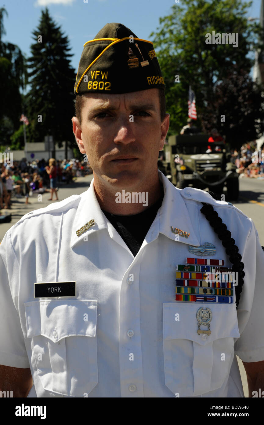 Uniformed Veterans Marching in Parade Honor Guard with Flags Stock ...