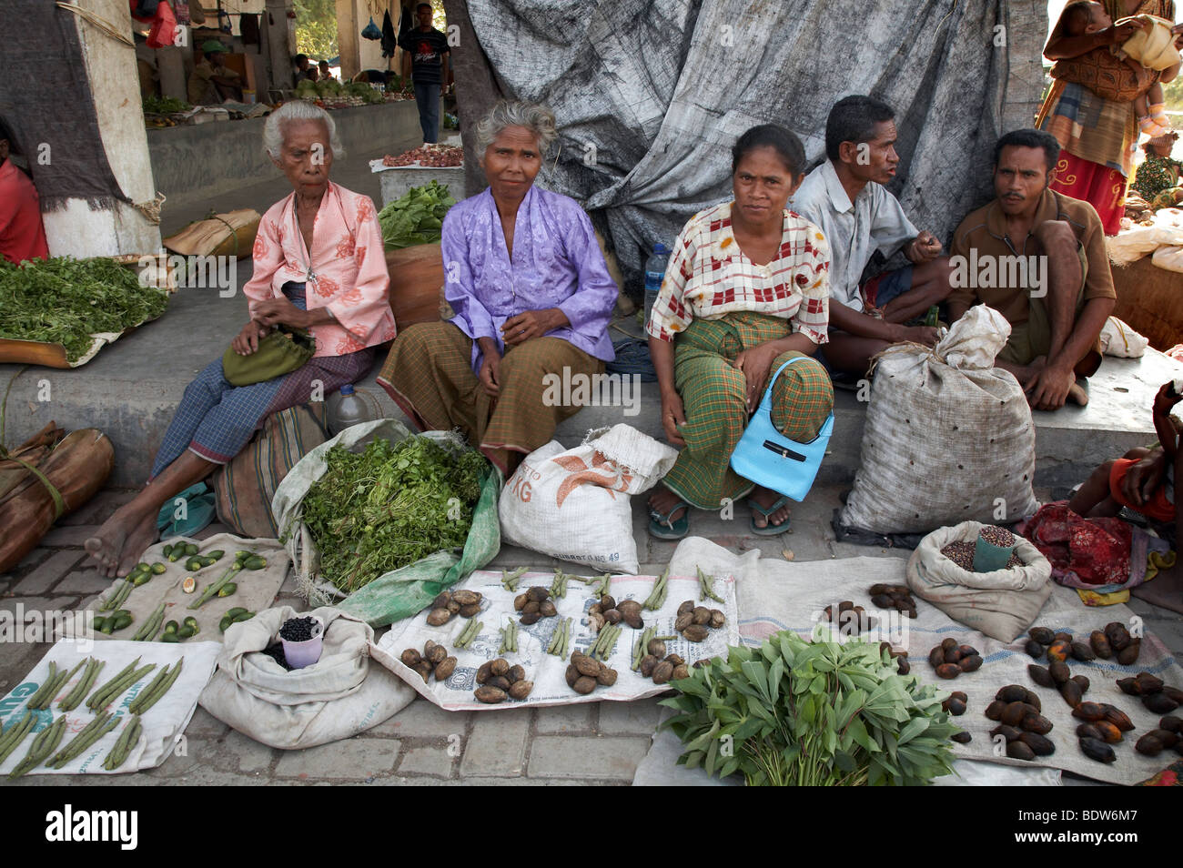 TIMOR LESTE Vegetables on sale at market at Oecussi-Ambeno PHOTOGRAPH ...