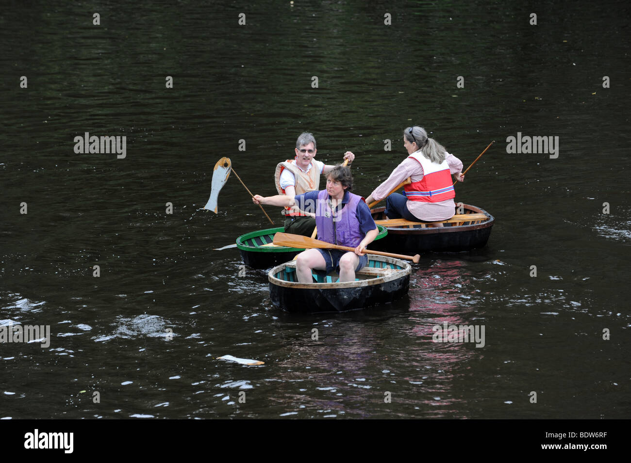 Coracle regatta on the river severn in Ironbridge uk Stock Photo - Alamy