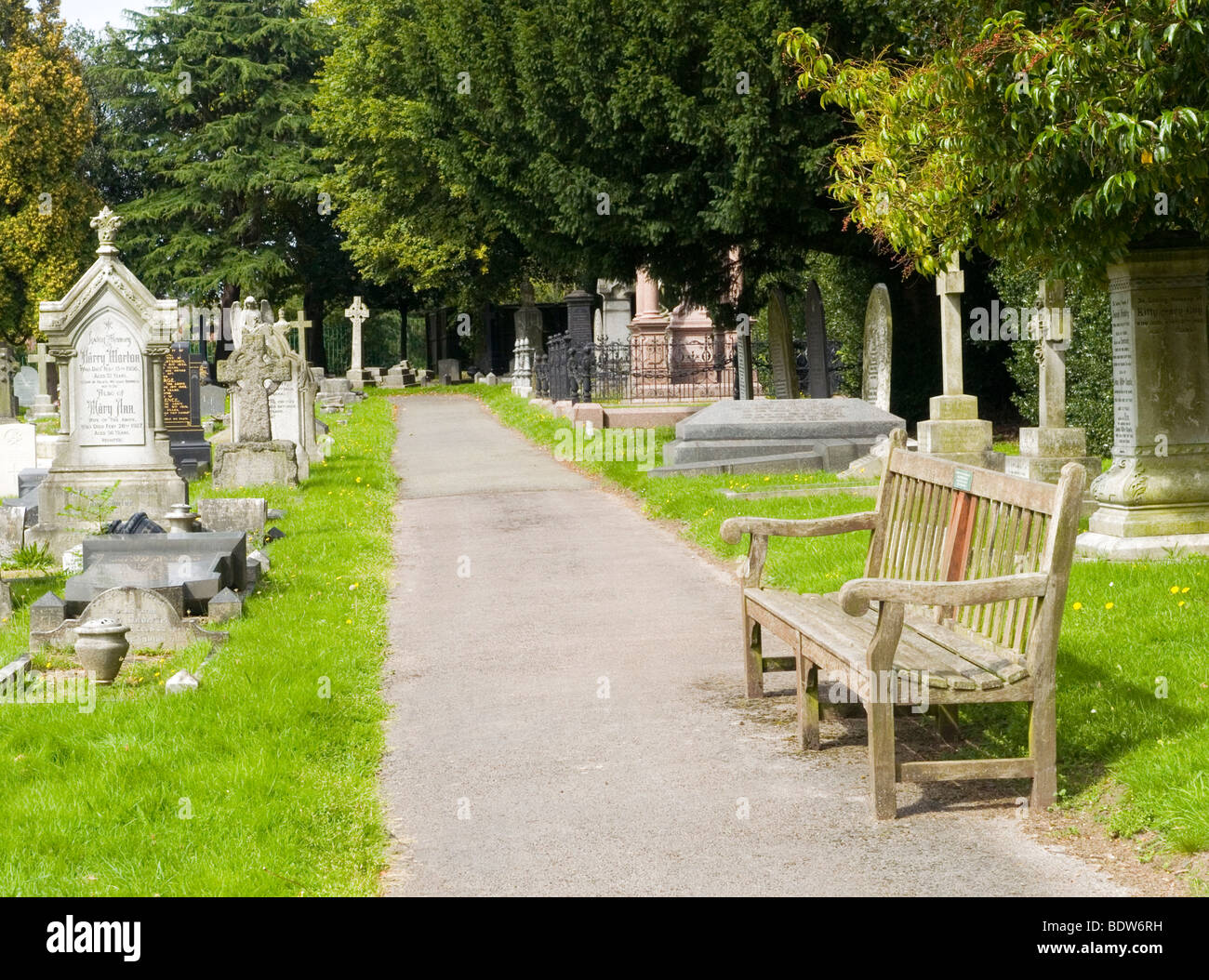 Gravestones in cemetery at Arnold in Nottingham, Nottinghamshire ...