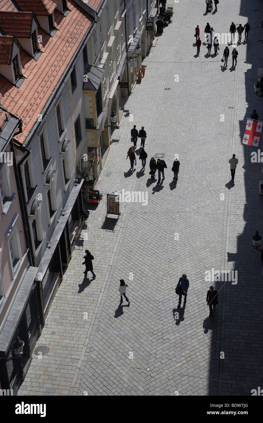 Pedestrians on Michalska Street, Bratislava Old Town, Slovakia Stock ...