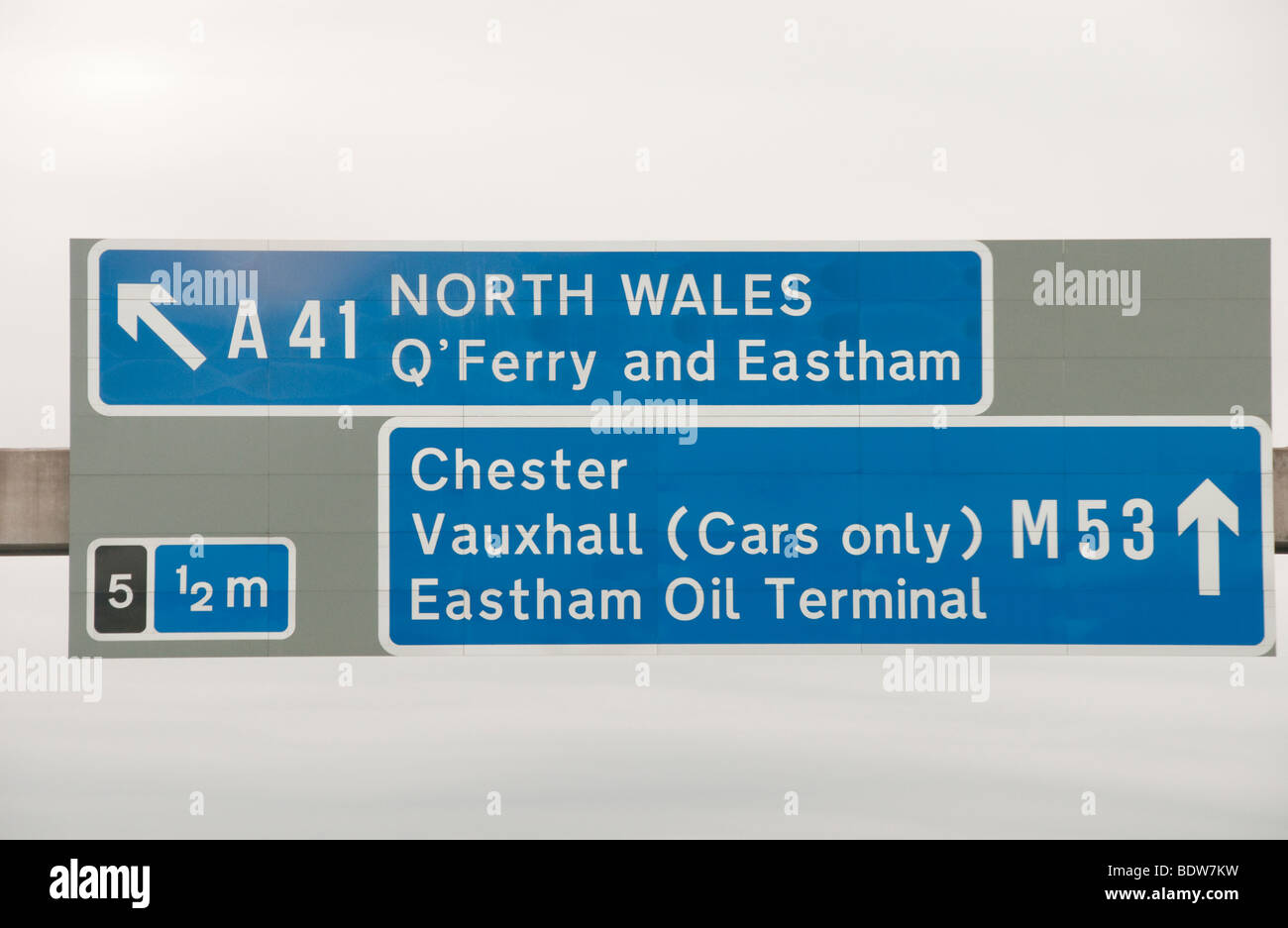 Motorway Road Signs for M53 Stock Photo - Alamy