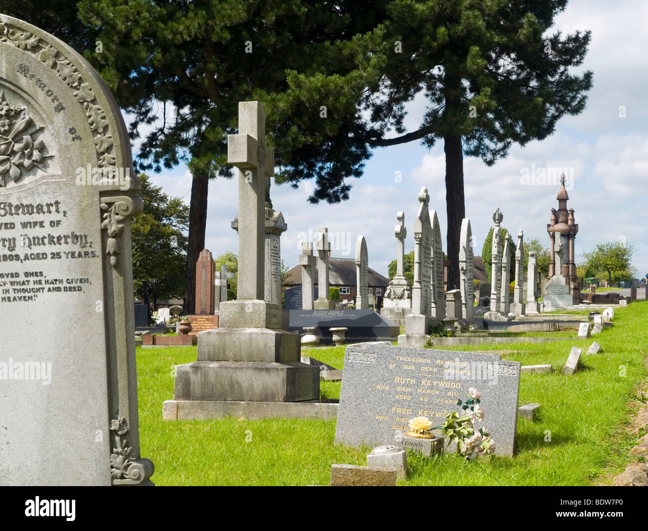 Grave stones at a cemetery in Arnold Nottingham, Nottinghamshire ...
