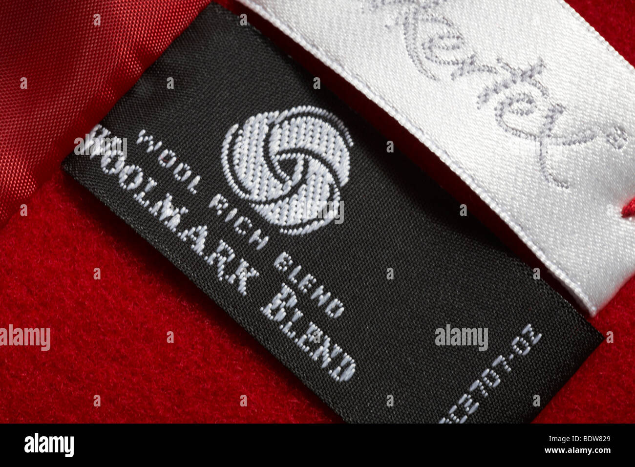 Woolmark Blend label in coat Stock Photo: 25756033 - Alamy