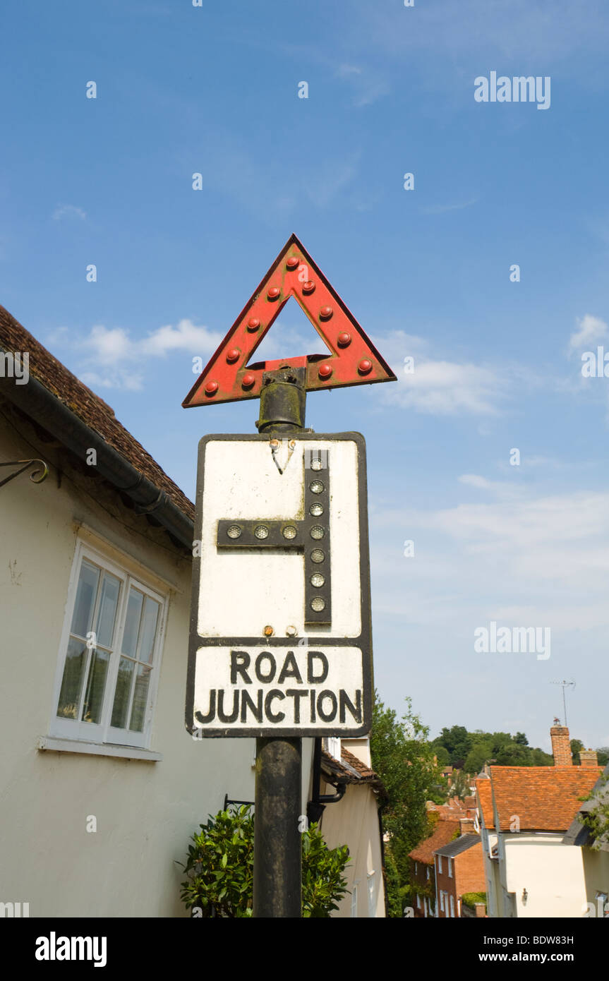 Old Traffic Sign Kersey Village Suffolk UK Stock Photo - Alamy