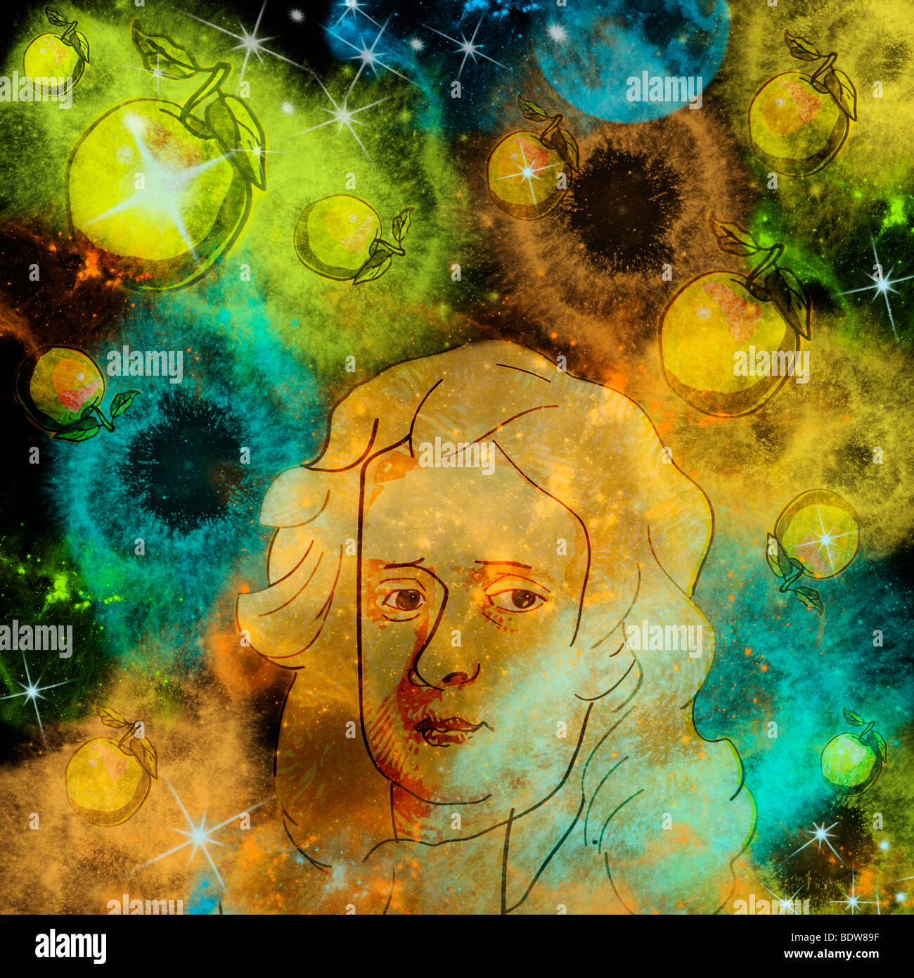 Sir Isaac Newton. Science, space, concept image Stock Photo - Alamy