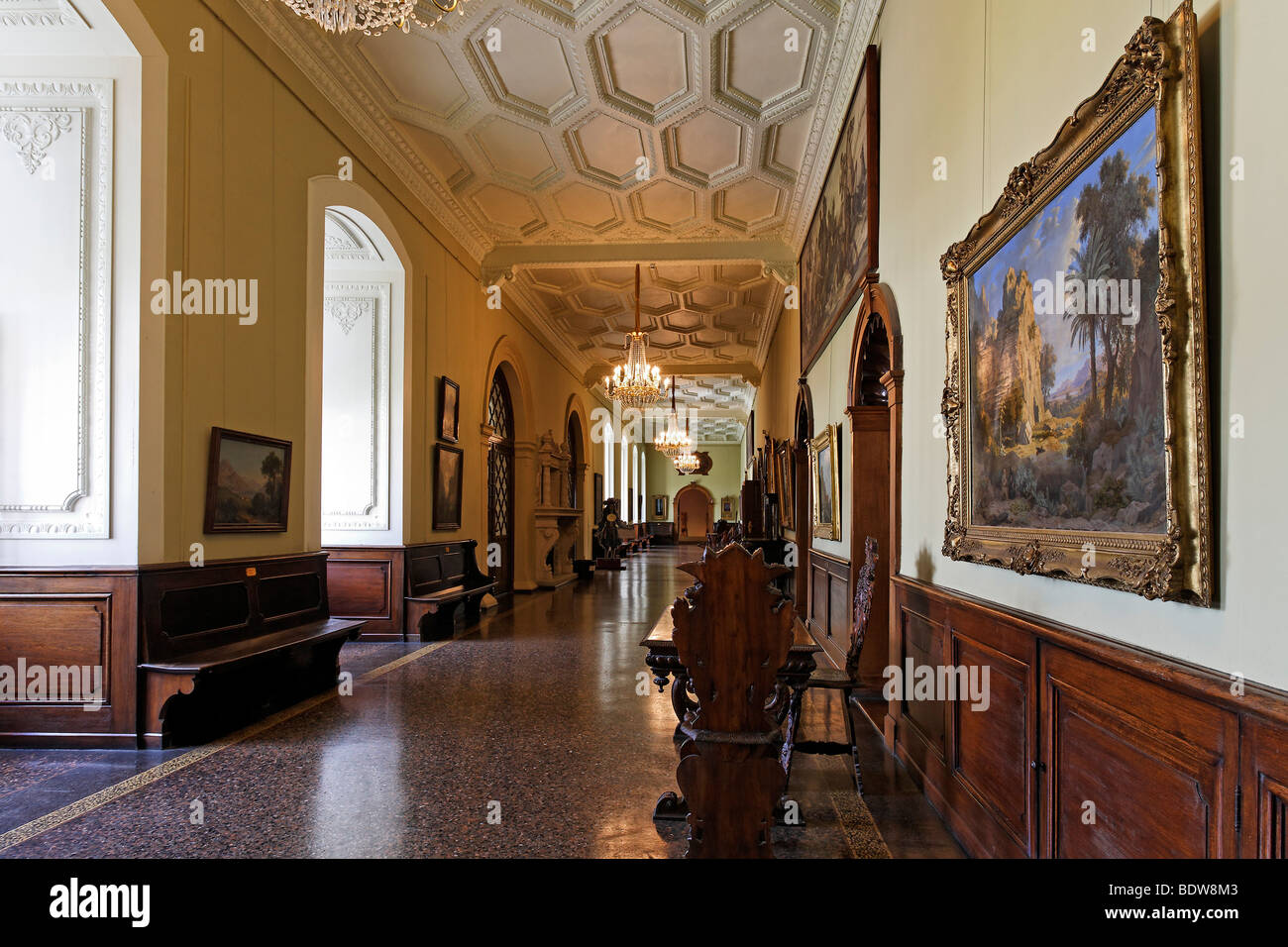 Schloss Elisabethenburg castle, entrance hall, gallery, Meiningen ...