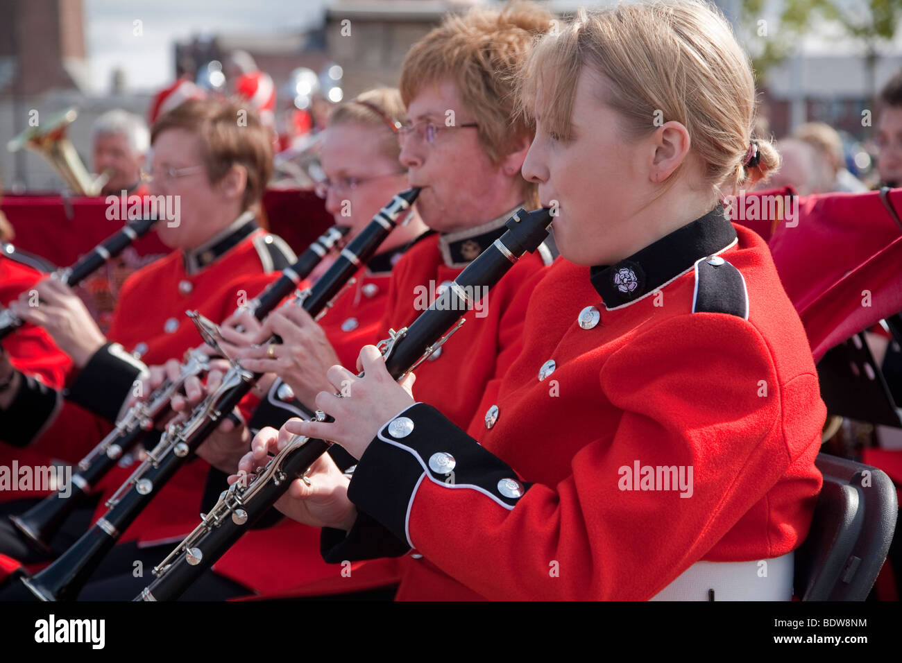 Brass band playing instruments in sunshine Stock Photo - Alamy