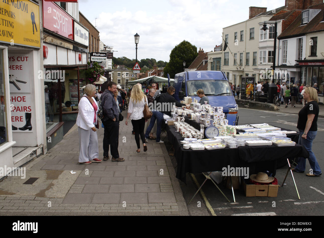 Street Market at High Street Lymington Hampshire Stock Photo - Alamy