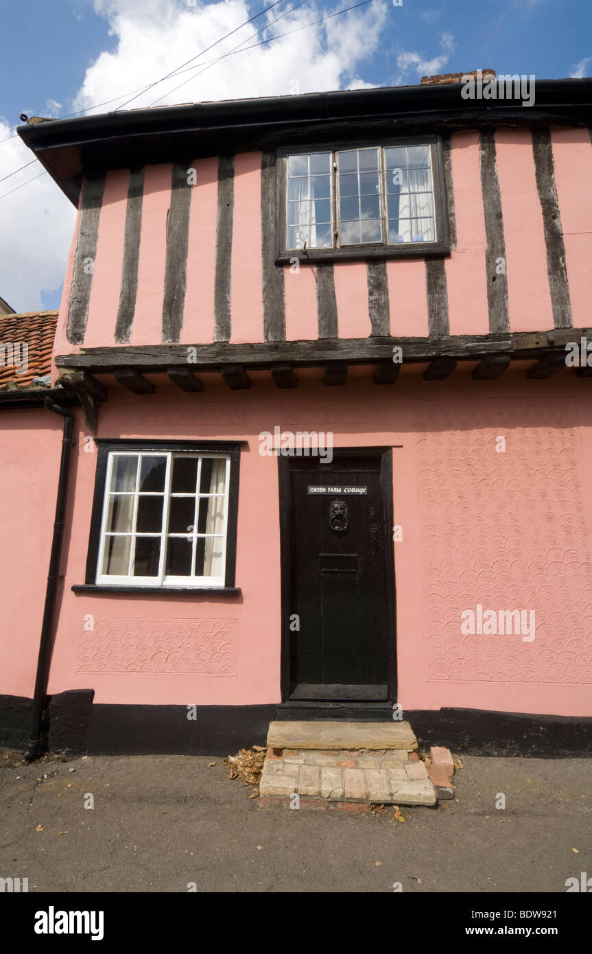 Pink Cottage Stoke on Clare Suffolk UK Stock Photo - Alamy