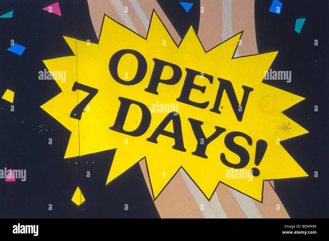 Open 7 days sign Stock Photo - Alamy