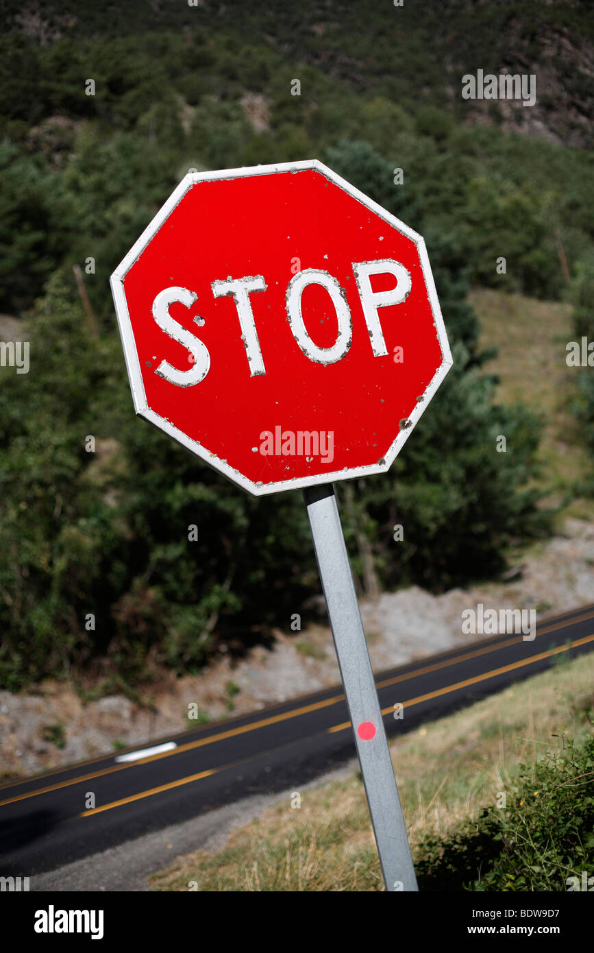 A stop sign on a road in northern Spain Stock Photo - Alamy