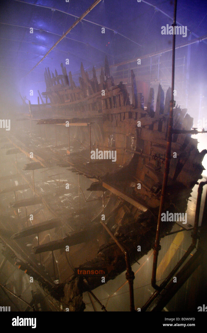King Henry VIII's flagship, the Mary Rose in its preservation hall in ...