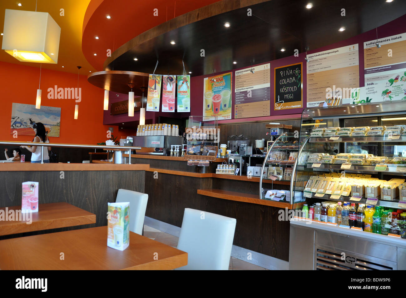 Eastern Europe, Hungary, Budapest, Interior of a coffee Shop Stock ...