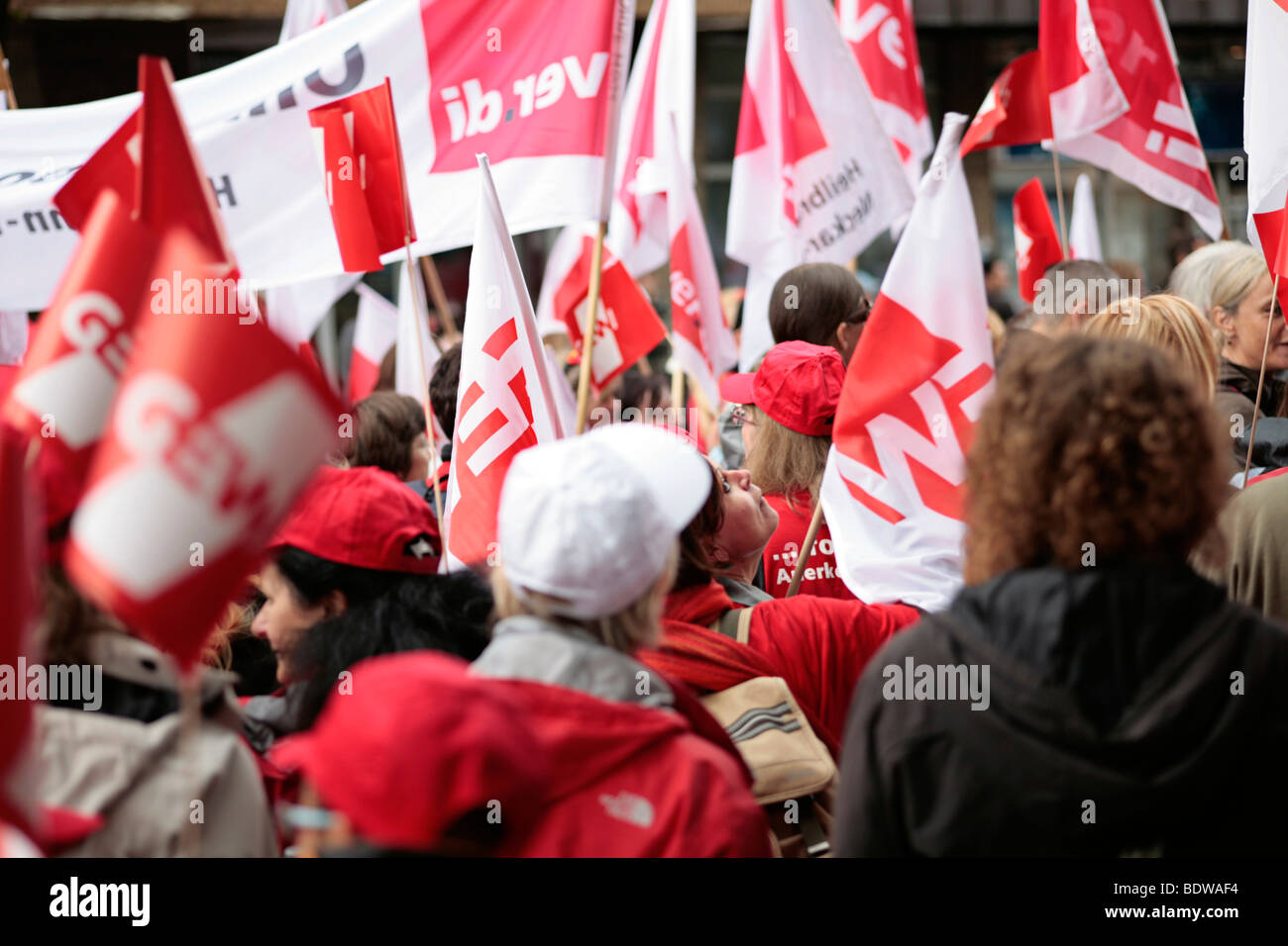 Demonstration march for the warning strike of the German Education and ...