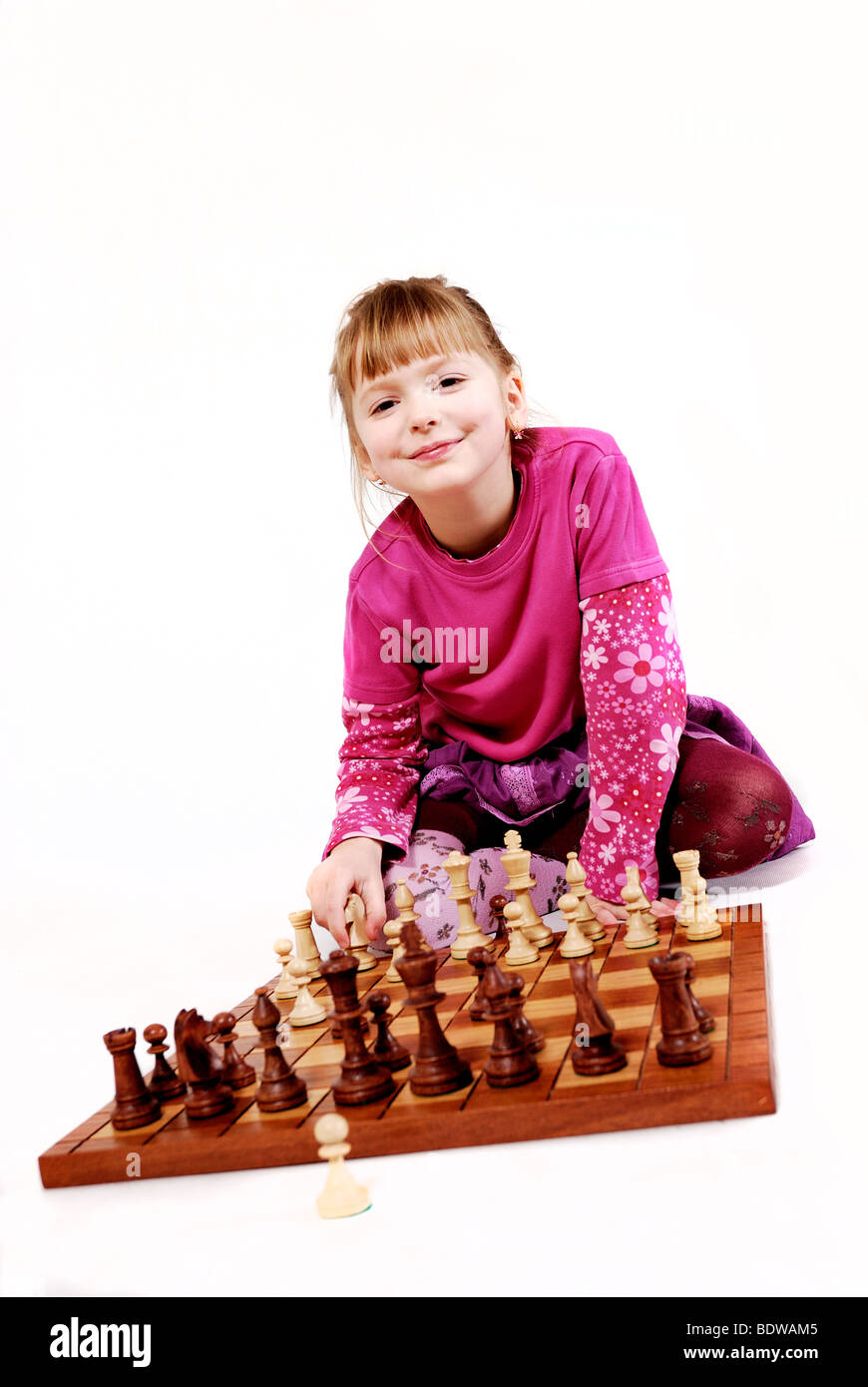 Girl with chess Stock Photo - Alamy