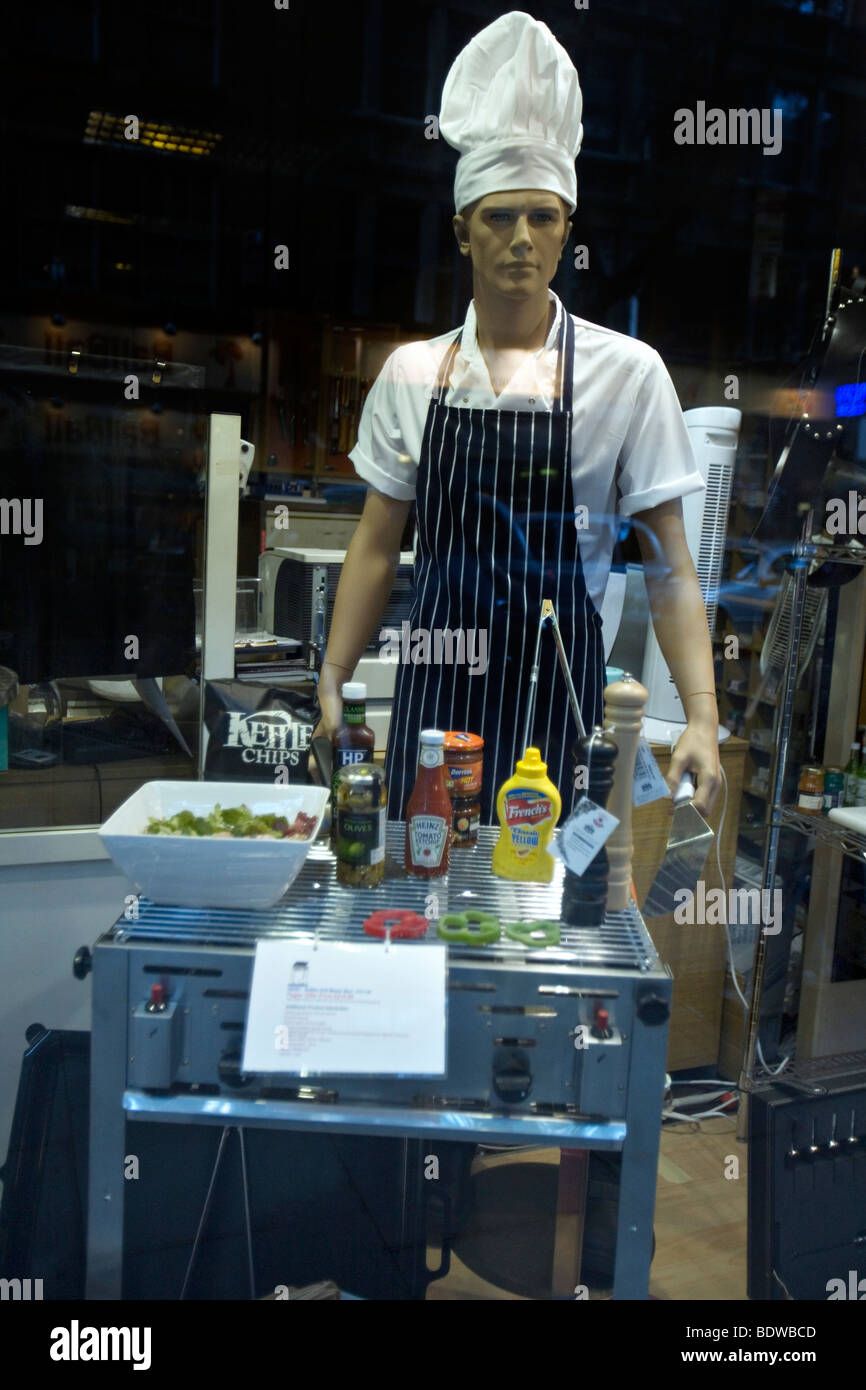 a mannequin chef advertising bbq products Stock Photo - Alamy