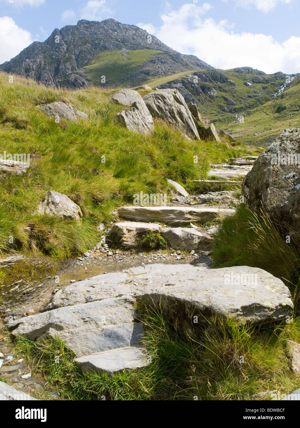 A rocky footpath leading up to Tryfan in Snowdonia, Wales UK Stock ...